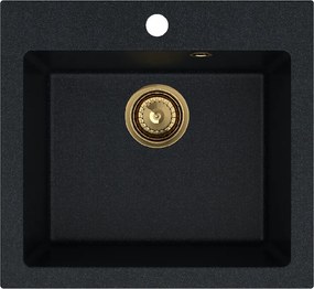 Sink Quality Ferrum 50, kuchyňský granitový dřez 490x450x195 mm + zlatý sifon, brocade, SKQ-FER.B.1K50.XG