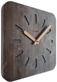 KUBRi 0157 - 30 cm hodiny z dubového masívu včetně dřevěných ručiček a zářivým povrchem