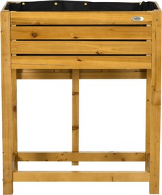 Vyvýšený záhonový truhlík Outsunny 64 x 80 x 30 cm se sklopnou deskou a dřevěným vnitřním obložením, bylinkový záhon v hnědé barvě