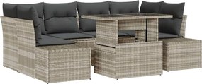 Set pohovek 7 ks Světle šedá polyratan 3349118
