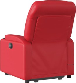 Zvedací masážní polohovací křeslo červené umělá kůže 3204670