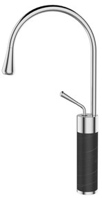 Invena Gabro, vysoká umyvadlová baterie, chromová-černá matná, INV-BU-33-W08-V
