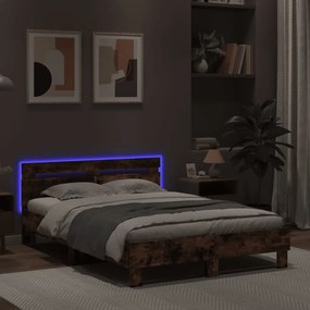 Rám postele s čelem a LED osvětlením kouřový dub 120 x 200 cm 3207557