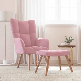 Relaxační křeslo se stoličkou růžové samet 328066