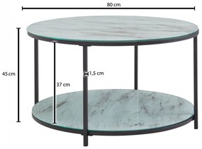 Bruxxi Konferenční stolek Nordic, 80 cm, černá