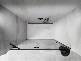 Mexen, Mexen Lunar levé výklopné sprchové dveře 135 cm, transparentní, černé - 834-135-000-70-00-L