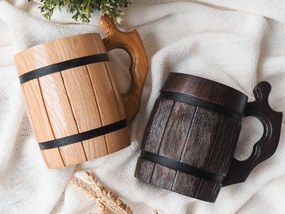ČistéDřevo Dubový korbel s nerezovou vložkou - světlý