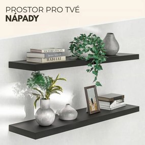 Nástěnná police FIGO + konzole, 90cm, černá Casaria