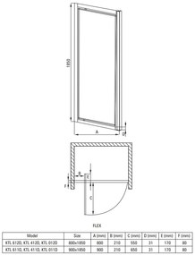 Aplomo Open sprchové dveře, matné sklo Rozměr sprch.dveří: 80cm