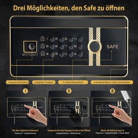 Costway Trezor Tresor 42,5 L skříňový trezor ocelový domácí trezor s digitální
