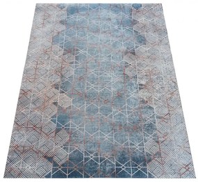 Moderní kusový koberec protiskluzový Horeca 08 Geometrický modrý Rozměr: 80x150 cm