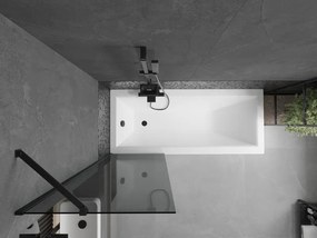 Mexen Next, vanová zástěna 1-křídlová 60 x 150 cm, fixní křídlo, 6 mm šedé sklo, černý profil, 895-060-000-00-40-70