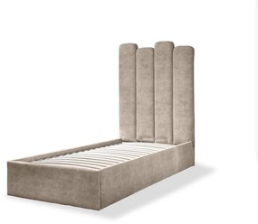 Béžová čalouněná jednolůžková postel s úložným prostorem s roštem 90x200 cm Dreamy Aurora – Miuform