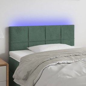 Čelo postele s LED tmavě zelené 90x5x78/88 cm samet 3121651