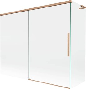 Mexen Rox, L posuvná 2-křídlová vanová zástěna 190 + 90 x 150 cm, 8mm čiré sklo, měděný matný profil, 8C9L-190-090-65-00