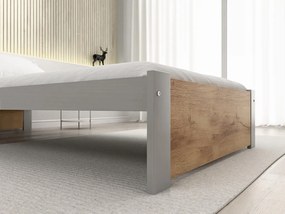 Postel IKAROS 90 x 200 cm, dub artisan/šedá Rošt: S lamelovým roštem, Matrace: Bez matrace
