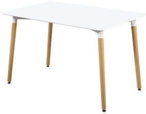 Jídelní stůl MODENA II 120x80 cm, MDF bílý mat, nohy buk