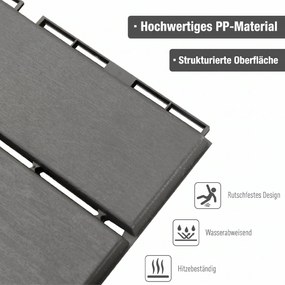 Outsunny terasové dlaždice sada 9 balkonových dlaždic click dlaždice pro terasu a zahradu plastová černá 30x30cm | Aosom.de