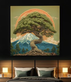 Obraz na plátně - Strom života Japonské slunce FeelHappy.cz Velikost obrazu: 40 x 40 cm
