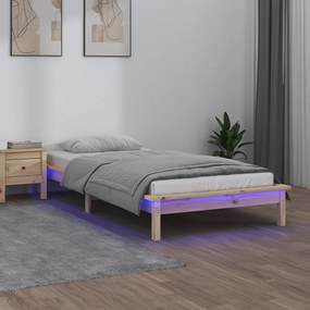 vidaXL Rám postele s LED 75 x 190 cm Small Single masivní dřevo [820634] Barva: Přírodní