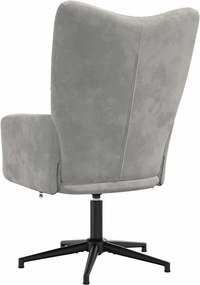 Relaxační křeslo světle šedé samet 328095