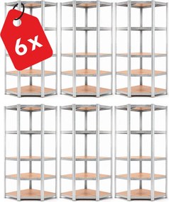 Regál 180x90x40 cm rohový zinkovaný 5-policový, nosnost 875 kg - 6ks