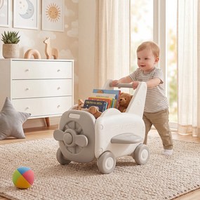 Costway 3-in-1 Dětské chodítko z plastu se skládacím sedákem, úložným prostorem