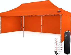 BRIMO Nůžkový párty stan 3x6 m hliníkový – Elegantní a rychle rozložitelný - s 3 stěnami - Oranžová P. Alu
