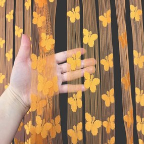 Hotová provázková oblouková záclona Ambiance oranžové motýlky