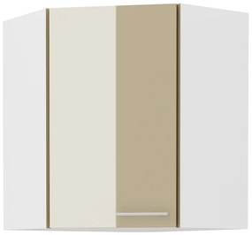 Rohová horní kuchyňská skříňka Lavera 58 x 58 GN 72 1F (bílá + lesk cappucino). 1032382