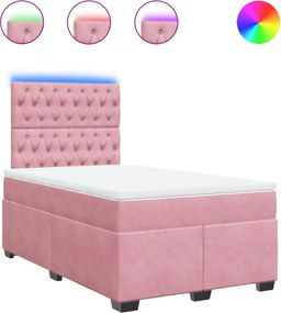 Box spring postel s matrací růžová 120 x 200 cm samet 3293193