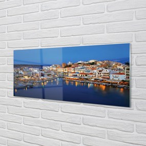 akrylový obraz Město v noci Řecko Coast 120x60 cm