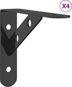 Policové držáky 4 ks 15 x 2,5 x 11,5 cm černé nerezová ocel 30301