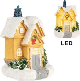 Dekorace malinký svítící žlutý domek Manon LED - 6*5*9 cm