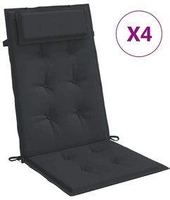 Podušky na židli s vysokým opěradlem 4 ks černé látka oxford - Default Title