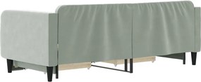 Válenda s přistýlkou a zásuvkami světle šedá 90 x 200 cm samet 3197111
