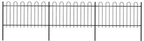 Zahradní plot s obloukem nahoře ocelový 504 x 100 cm černý 277658