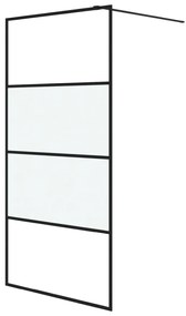 vidaXL Sprchová zástěna walk-in černá 100x195 cm napůl mléčné ESG sklo