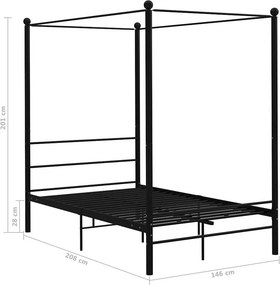 Rám postele s nebesy černý kovový 140 x 200 cm 325060