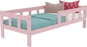 Benlemi Jednolůžko FENCE 4v1 se zábranou 90x200 cm + matrace ADAPTIC Zvolte barvu: Pastelově růžová, Zvolte zábranu: S jednou zábranou vpravo