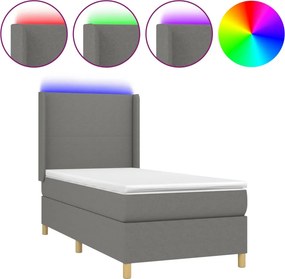 Box spring postel s matrací a LED tmavě šedá 80 x 200 cm textil 3138670