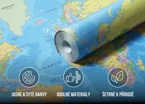 Fototapeta na míru Politická Mapa Světa | Vliesová fototapeta na zed' | DFTNXXL2495