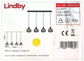 Lindby - Lustr na lanku FRANCES 4xE27/60W/230V 4251096551716