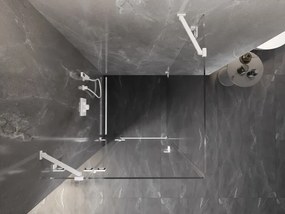 Mexen Lunar, výklopný sprchový kout levý 80 x 80 cm, 8mm čiré sklo, bílý profil, 834-080-080-20-00-L