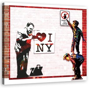 Obraz na plátně, Banksy a Love New York - 50x50 cm