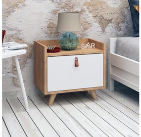 Asir | Noční stolek DOPO 55x50 cm béžová/bílá | AS0821