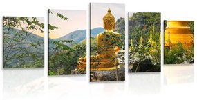 5-dílný obraz pohled na zlatého Budhu Varianta: 200x100