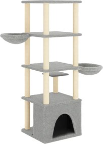 Škrabadlo pro kočky se sisalovými sloupky světle šedé 147 cm 171781