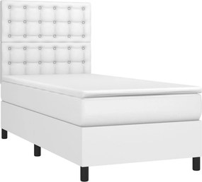 Box spring postel s matrací a LED bílá 80 x 200 cm umělá kůže 3135910