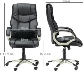 Kancelářská židle HOMCOM výškově nastavitelná 114-124H cm, s funkcí houpání, ergonomická kancelářská židle